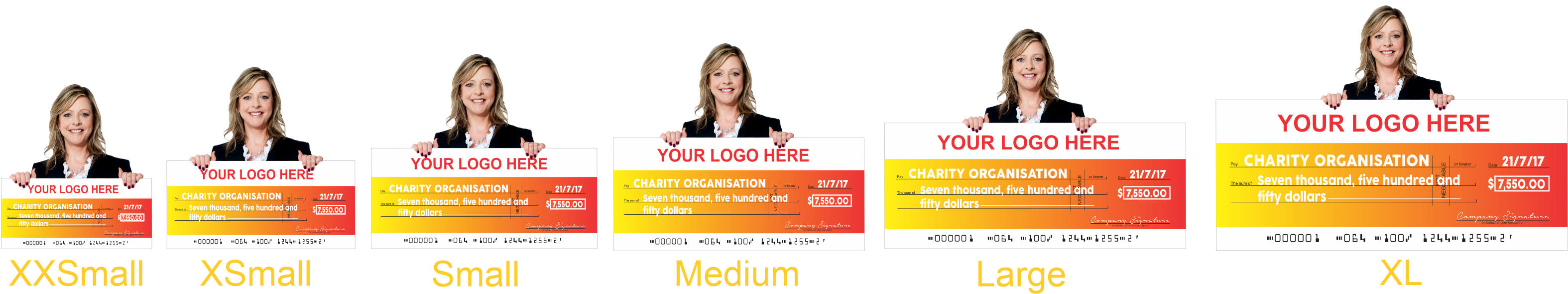 Custom Novelty Big Cheques - Sizing & Prices